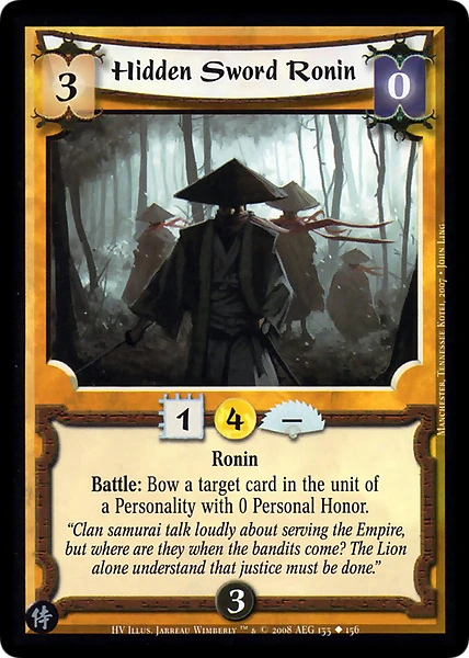 Hidden Sword Ronin/card | L5r: Legend of the Five Rings Wiki | Fandom