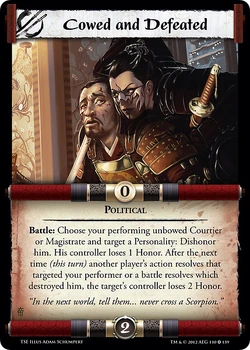 Cowed and Defeated/card | L5r: Legend of the Five Rings Wiki | Fandom