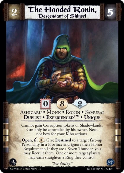 The Hooded Ronin, Descendant of Shinsei/card | L5r: Legend of the Five ...