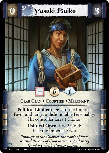 Yasuki Baiko/card | L5r: Legend of the Five Rings Wiki | Fandom