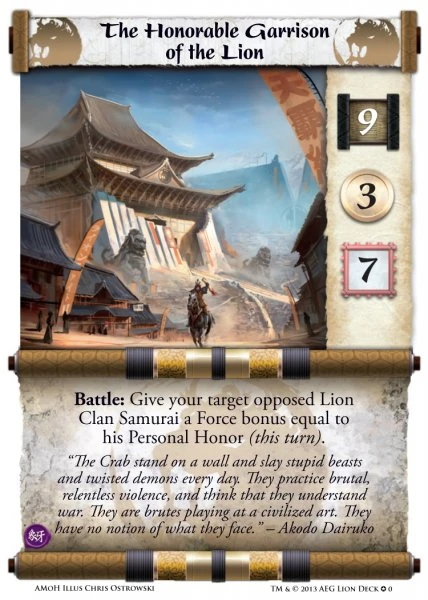 The Honorable Garrison of the Lion/card2 | L5r: Legend of the Five ...