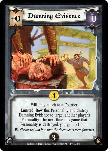 Damning Evidence/card | L5r: Legend of the Five Rings Wiki | Fandom
