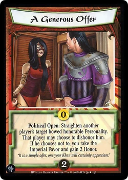 A Generous Offer/card | L5r: Legend of the Five Rings Wiki | Fandom