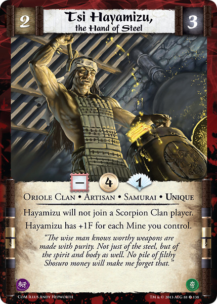 Tsi Hayamizu The Hand Of Steelcard L5r Legend Of The Five Rings