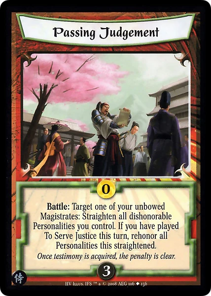Passing Judgement/card | L5r: Legend of the Five Rings Wiki | Fandom