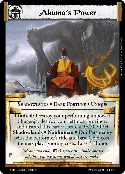 Akuma's Power/card | L5r: Legend of the Five Rings Wiki | Fandom