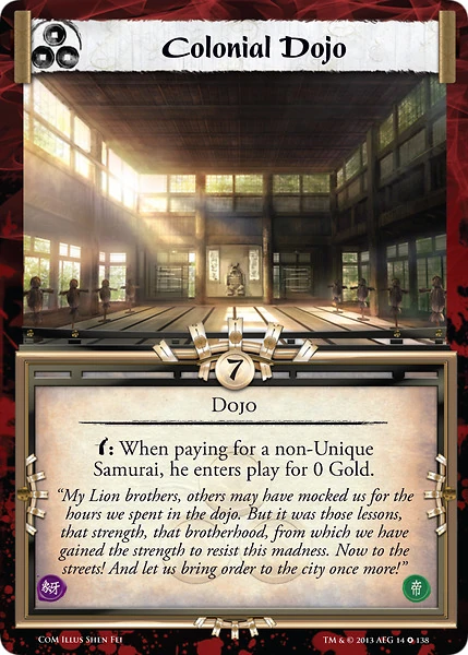 Colonial Dojo/card | L5r: Legend of the Five Rings Wiki | Fandom