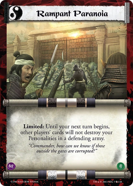 Rampant Paranoia/card | L5r: Legend of the Five Rings Wiki | Fandom