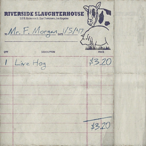 Receipt for live hog | L.A. Noire Wiki | Fandom