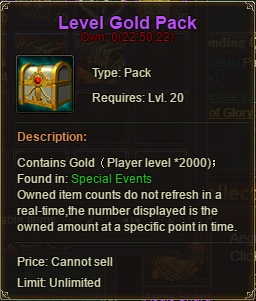 Level Gold Pack | League of Angels Wiki | Fandom