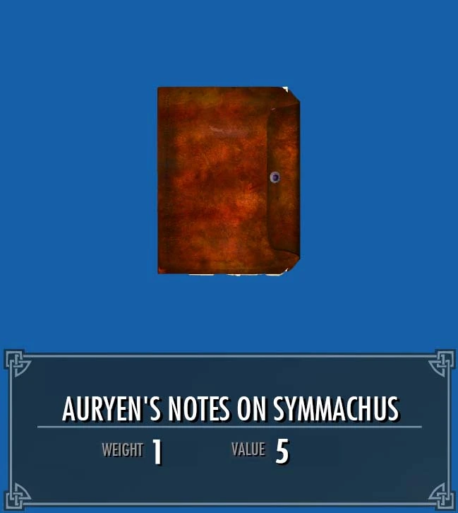 Auryen's Notes on Symmachus | Legacy of the Dragonborn | Fandom