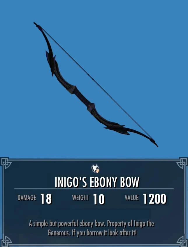 Inigo's Ebony Bow | Legacy of the Dragonborn | Fandom