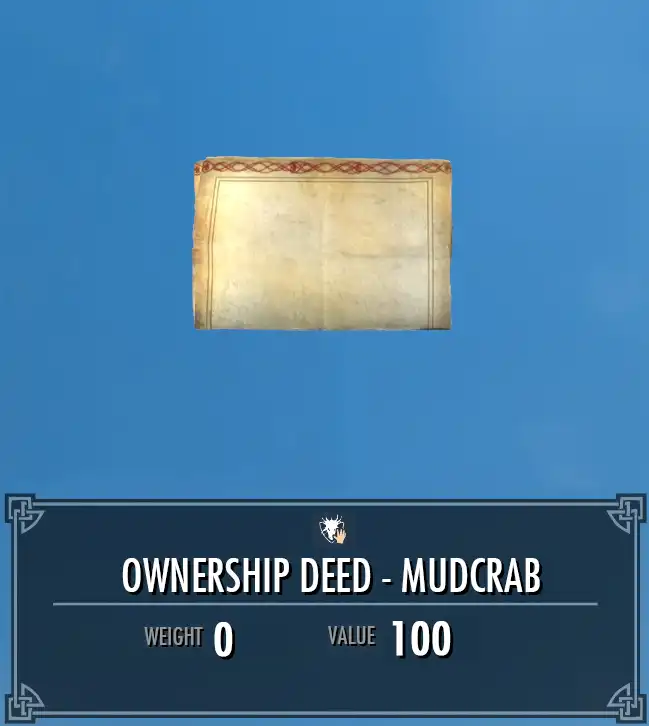 Ownership Deed Mudcrab Legacy Of The Dragonborn Fandom