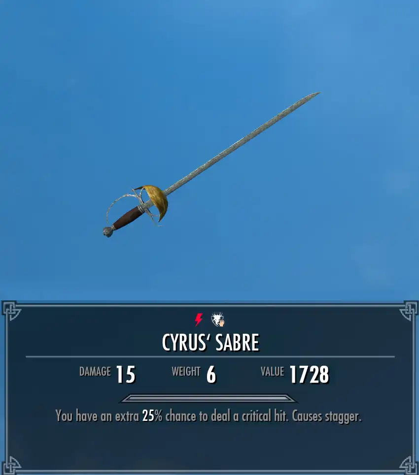Cyrus' Sabre | Legacy of the Dragonborn | Fandom