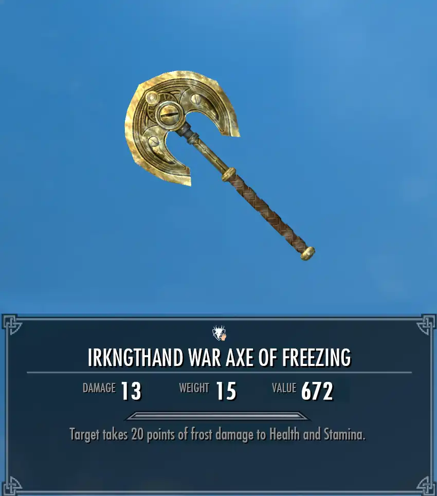 Irkngthand War Axe Of Freezing Legacy Of The Dragonborn Fandom