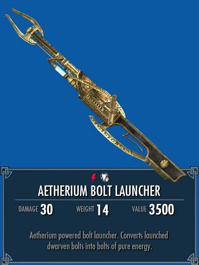 Aetherium Bolt Launcher | Legacy of the Dragonborn | Fandom