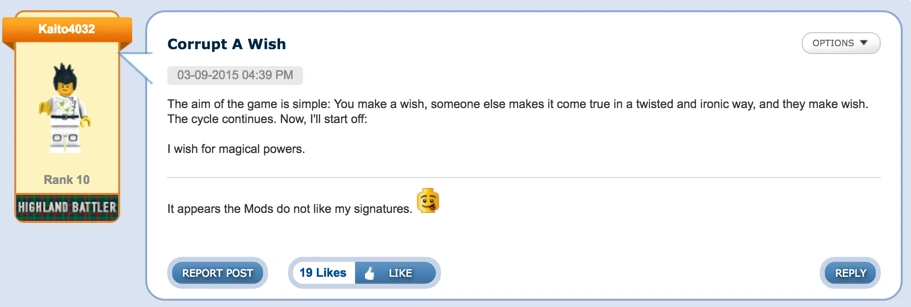 Corrupt A Wish | LEGO Message Boards Wiki | Fandom