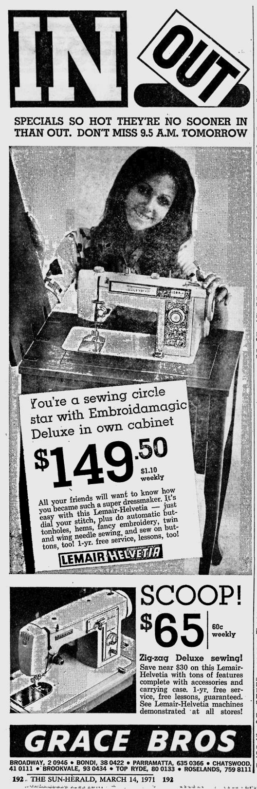 Advert-19710314-SMH,p192 | Lemair Sewing | Fandom