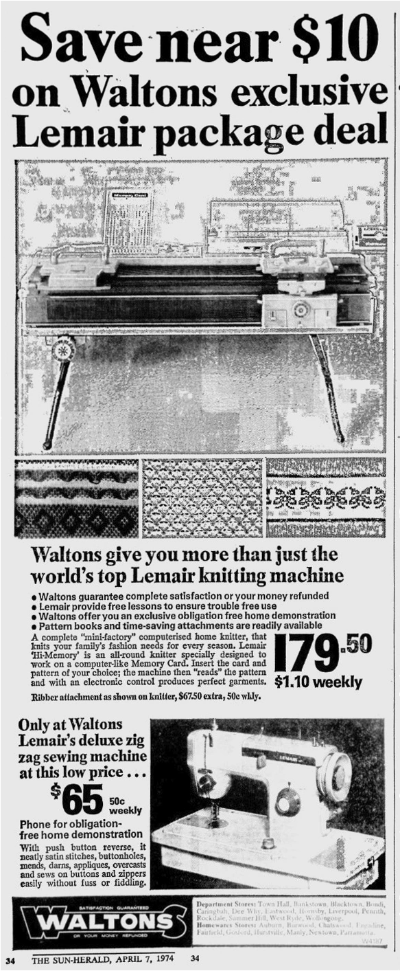 Advert-19740407-SMH,p34 | Lemair Sewing | Fandom