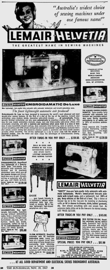 Advert-19671119-SMH,p38 | Lemair Sewing | Fandom