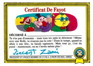 Certificat de fayot | Wiki Les Crados | Fandom