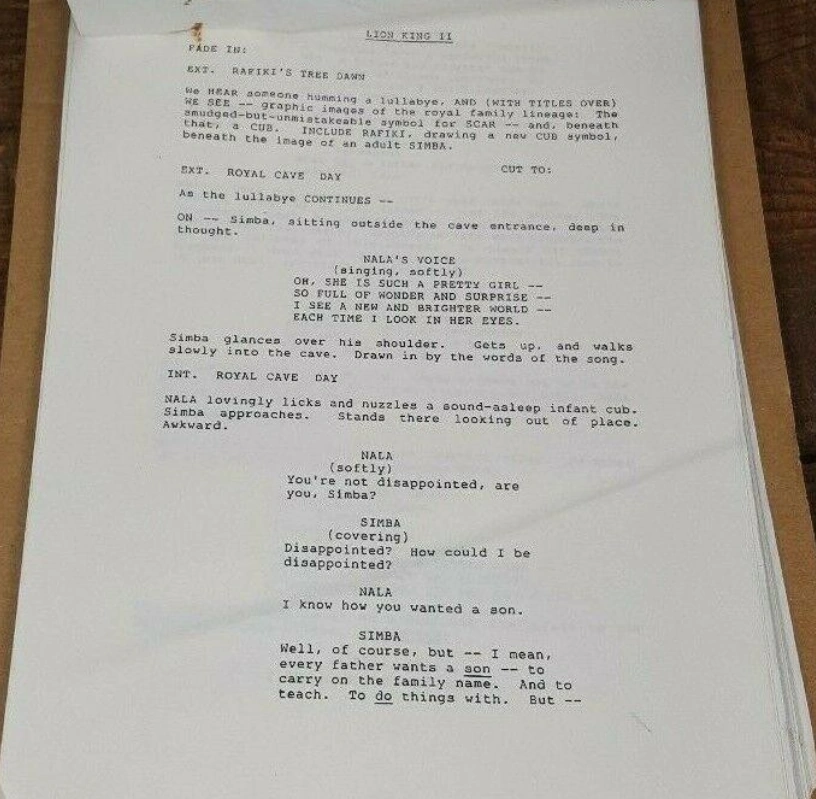 The Lion King II: Simba's Pride (September 1995 draft) | The Lion King ...