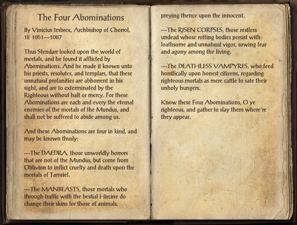 The Four Abominations Lioras Library Wiki Fandom