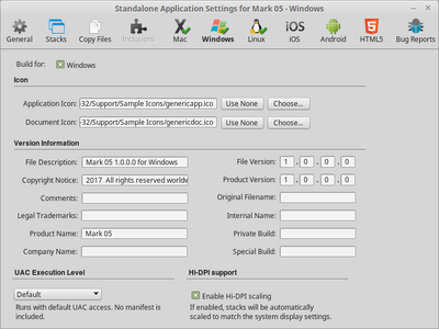 Standalone Application Settings | Livecode Wiki | Fandom