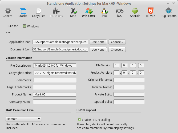 Standalone Application Settings | Livecode Wiki | Fandom