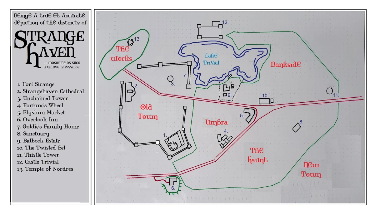 Map of Strangehaven | Loomingevil Wiki | Fandom
