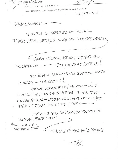 The Jones-Avery Letter | Looney Tunes Wiki | Fandom