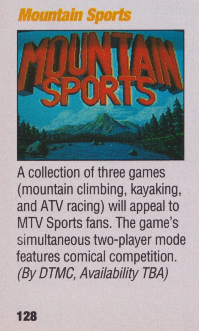 Mountain Sports (unreleased SNES game) | Lost Media Archive | Fandom