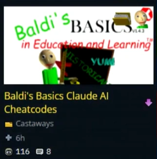 Baldi's Basics Claude AI Cheatcodes (Lost Baldi Mod on GameBanana ...
