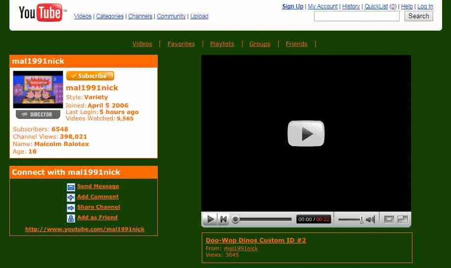 Mal1991nick (lost YouTube channel; 2006-2008) | Lost Media EU Wiki | Fandom