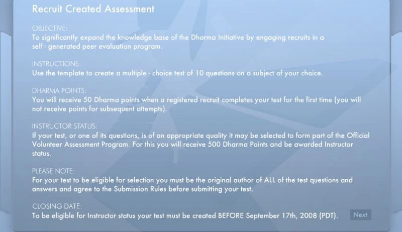 Dharma Initiative Recruiting Project/Testes Criados por Recrutas ...