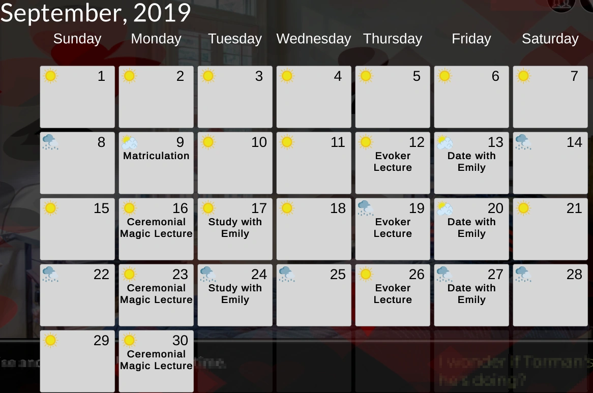 Calendar | Love of Magic Wiki | Fandom