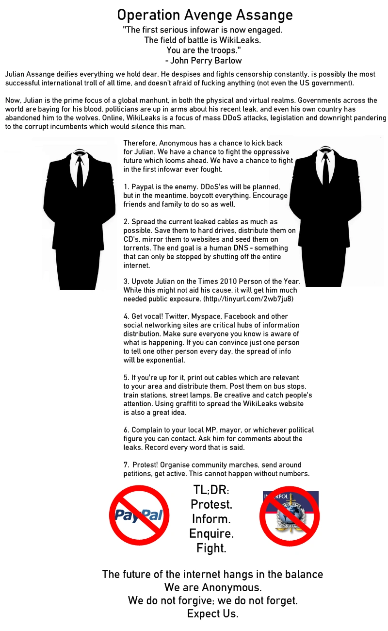 Operation Avenge Assange | Lurksomemoar Wiki | Fandom