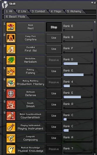 Skills List | Mabinogi Professional Wiki | Fandom