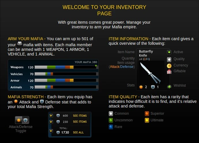Inventory | Mafia Wars Wiki | Fandom