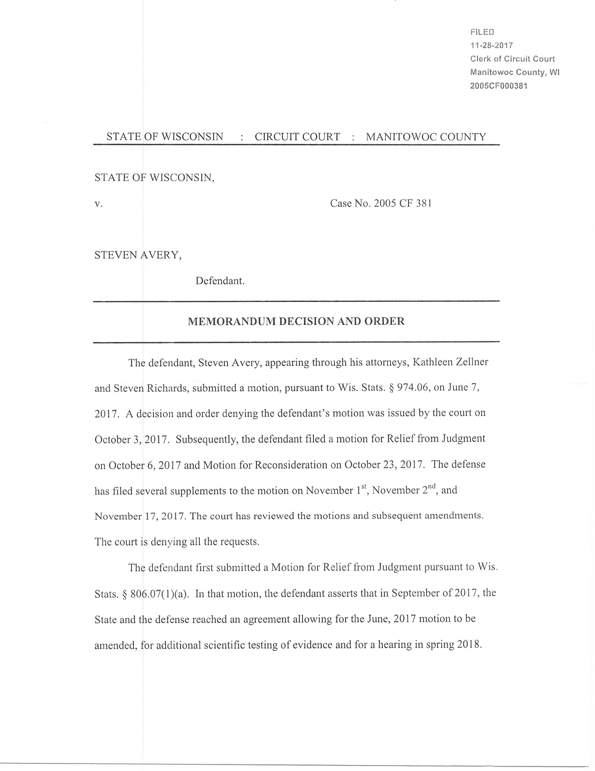 Memorandum Decision and Order | Making a Murderer Wikia | Fandom