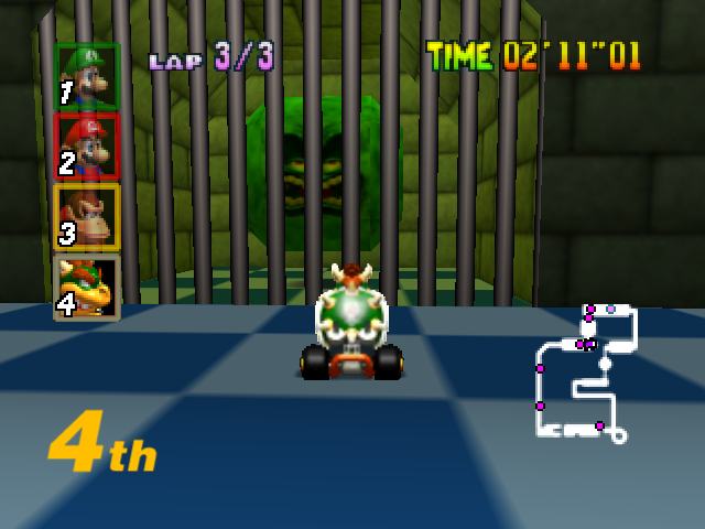 Mario Kart 64 Bowsers Castle Green Thwomp