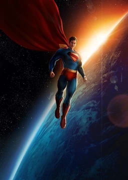 superman hovering in space