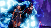 Brunnhilde (Earth-TRN887) and Hela (Earth-TRN885) from Marvel Future Revolution
