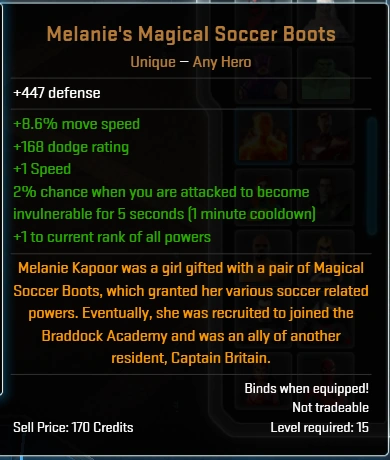 Melanie's Magical Soccer Boots | Marvel Heroes Wiki | Fandom