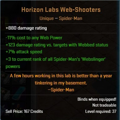Horizon Labs Webs-Shooters | Marvel Heroes Wiki | Fandom