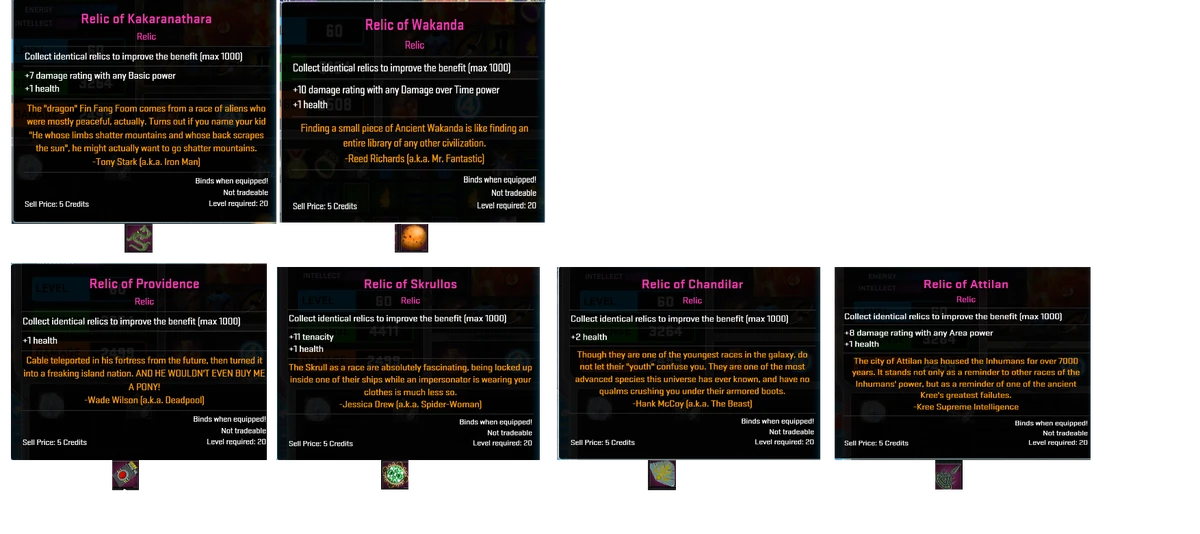 Relics | Marvel Heroes Wiki | Fandom