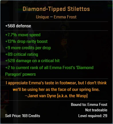 Diamond-Tipped Stilettos | Marvel Heroes Wiki | Fandom