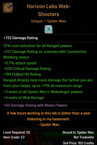 Horizon Labs Web-Shooters | Marvel Heroes Wiki | Fandom