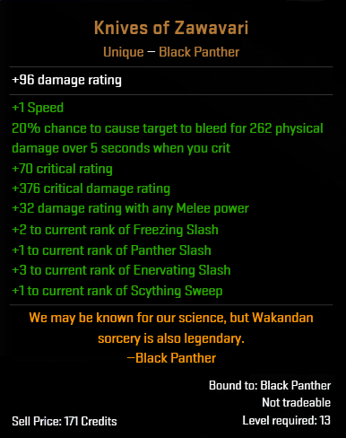 Knives of Zawavari - Official Marvel Heroes Wiki