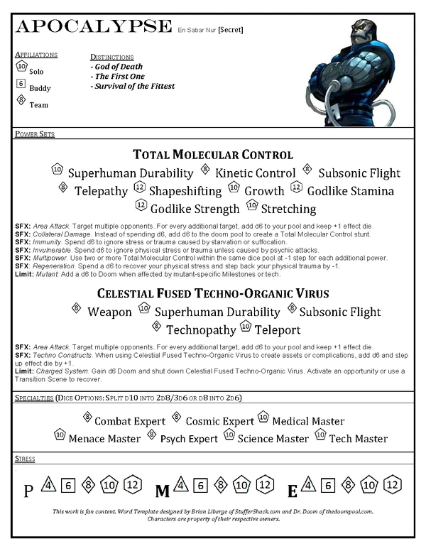 Apocalypse (Watcher Datafile) | Marvel Heroic Roleplaying Wiki | Fandom